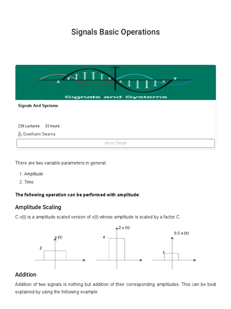 Signals Basic Operations | PDF