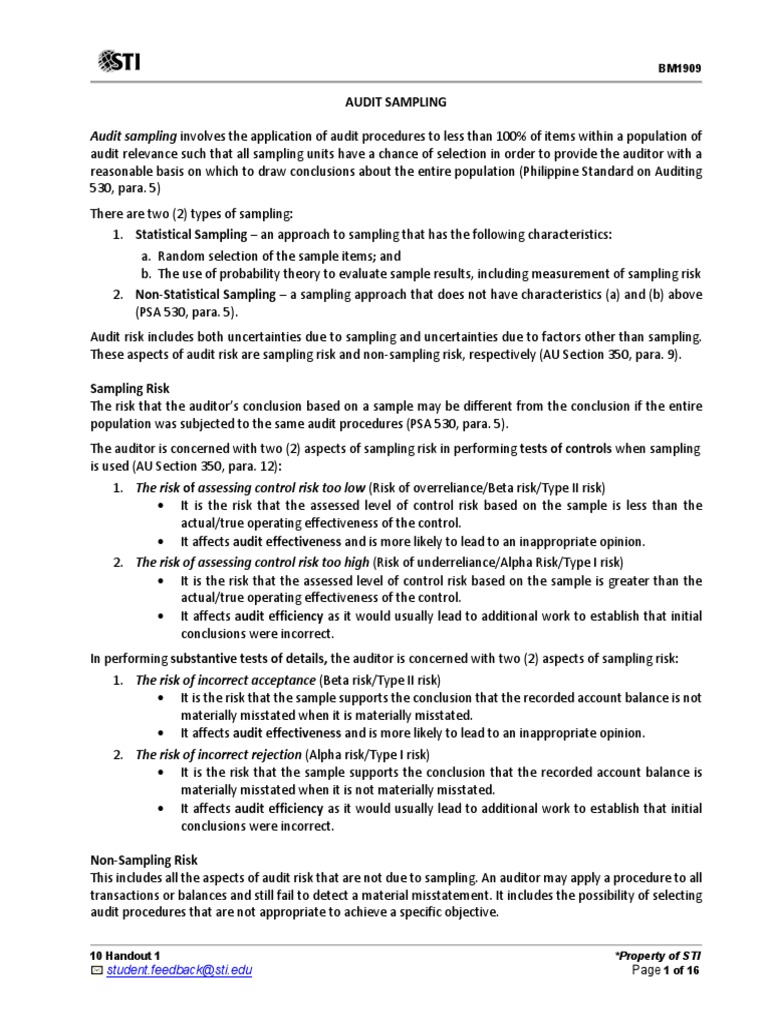 Sampling | PDF | Sampling (Statistics) | Audit