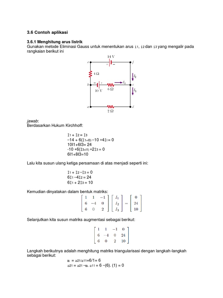 Materi 12_Metode Eliminasi Gauss Dan Contoh Aplikasi_lanjutan 3 | PDF