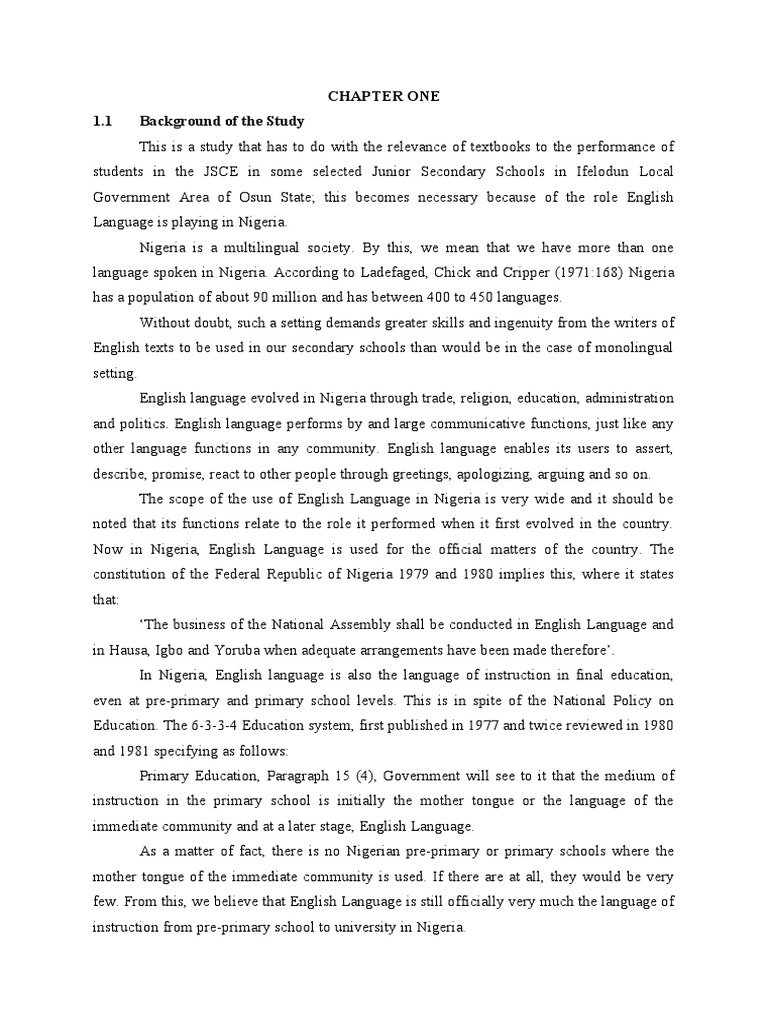 Chapter One 1.1 Background of The Study | PDF | P Value | Evaluation