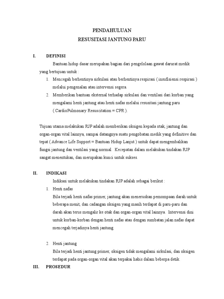Resusitasi Jantung Paru (Rjp) | PDF