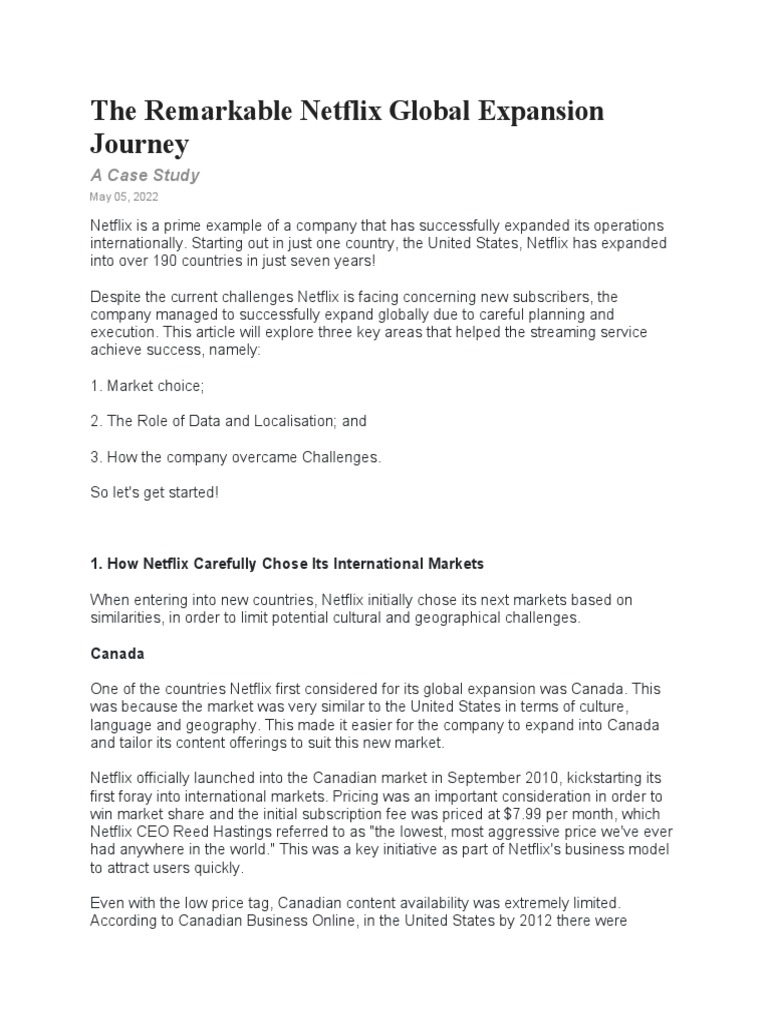 The Remarkable Netflix Global Expansion Journey | PDF | Netflix | Latin ...