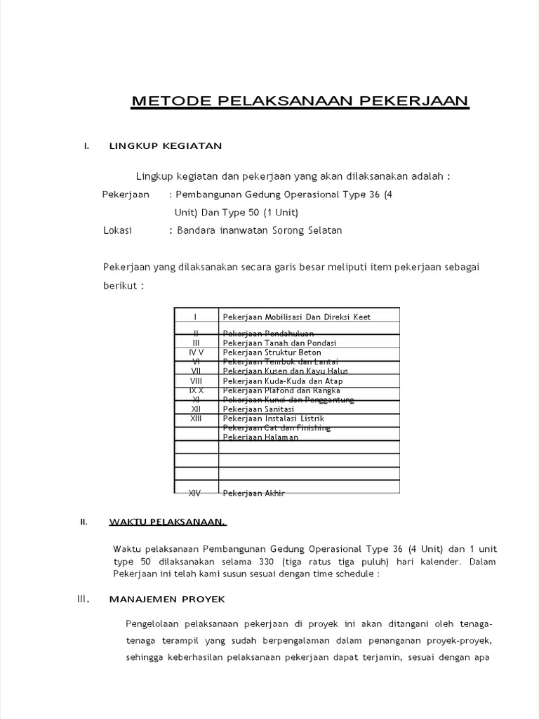 PDF Metode Pelaksanaan Pekerjaan | PDF