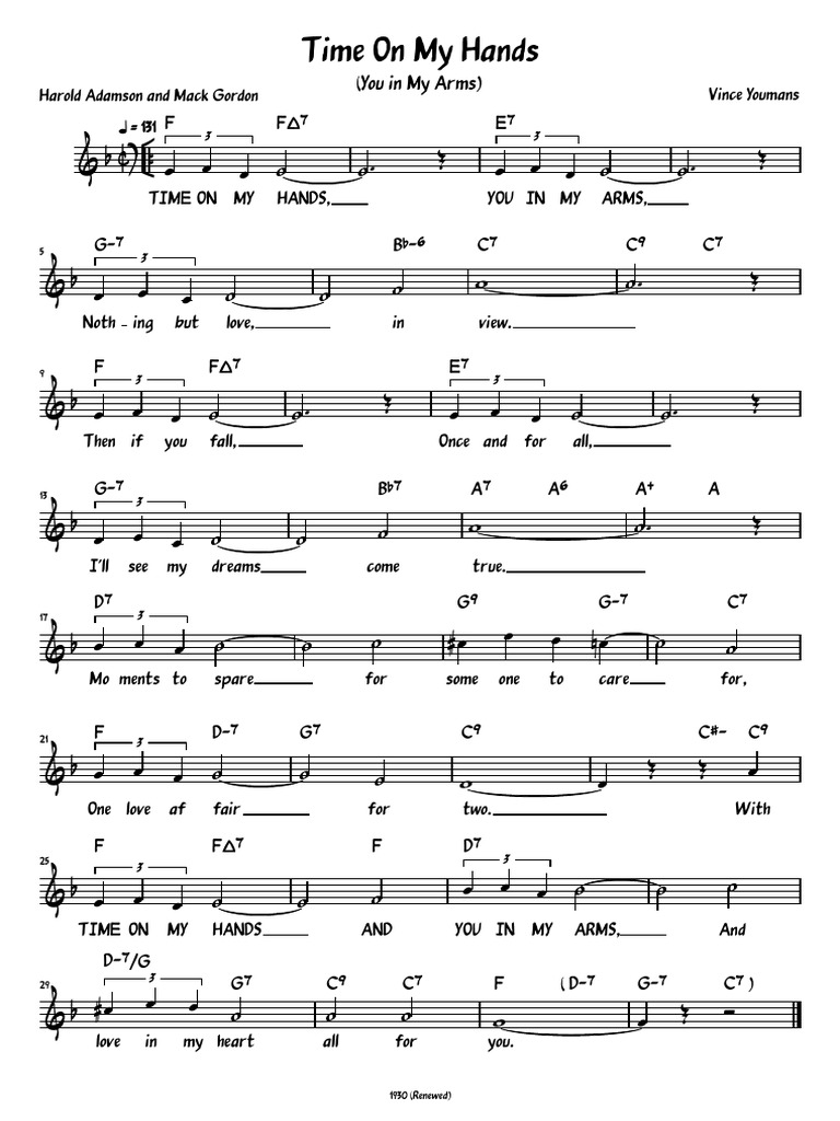 Time On My Hands Lead Sheet With Lyrics | PDF