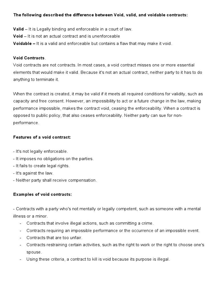 The Difference Between Voide - Voidable and Valid9commercial Law) | PDF | Void (Law) | Doctrine