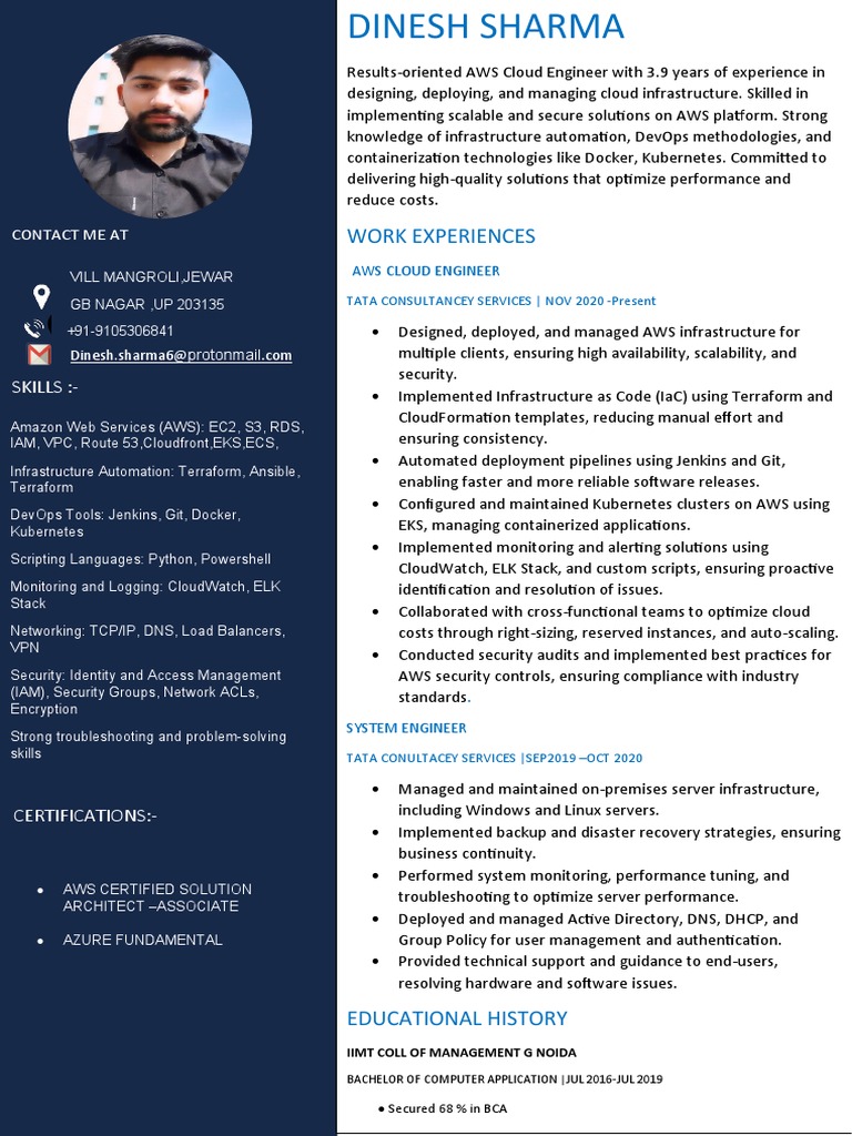 Dinesh Sharma | PDF | Cloud Computing | Amazon Web Services