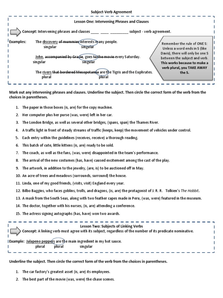 Intervening Phrases | PDF | Grammatical Number | Subject (Grammar)