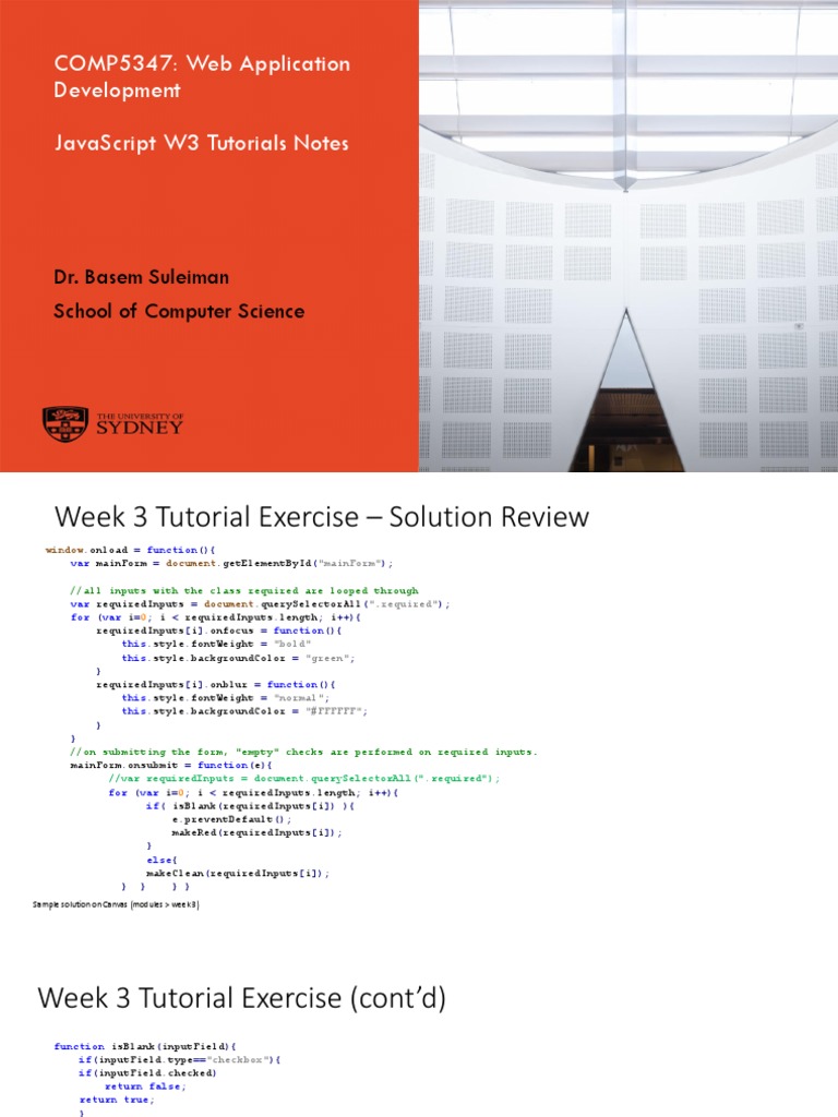 COMP5347 - W3 - Tutorial - JavaScript Notes-Review | PDF | Parameter ...