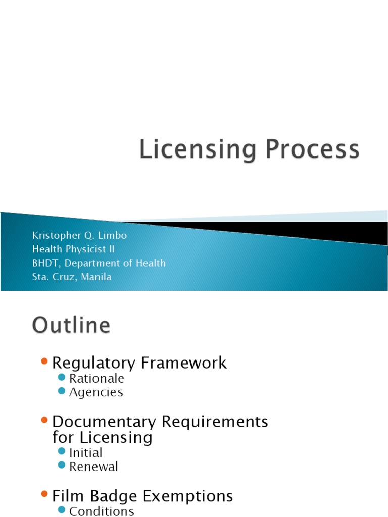 Licensing Process (PPT97) | PDF | Radiation Protection | X Ray