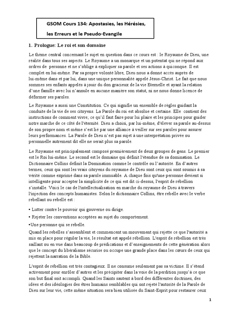 Cours 134 M4 Apostasies, Les Hérésies | PDF