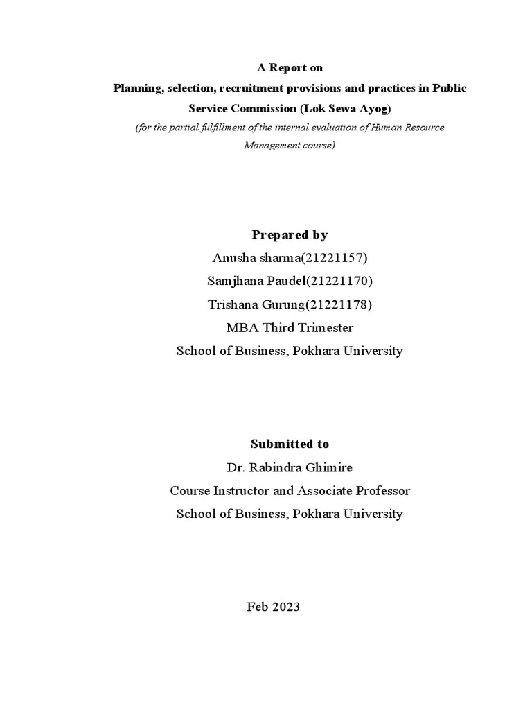 Psc Group Report 1 Pdf