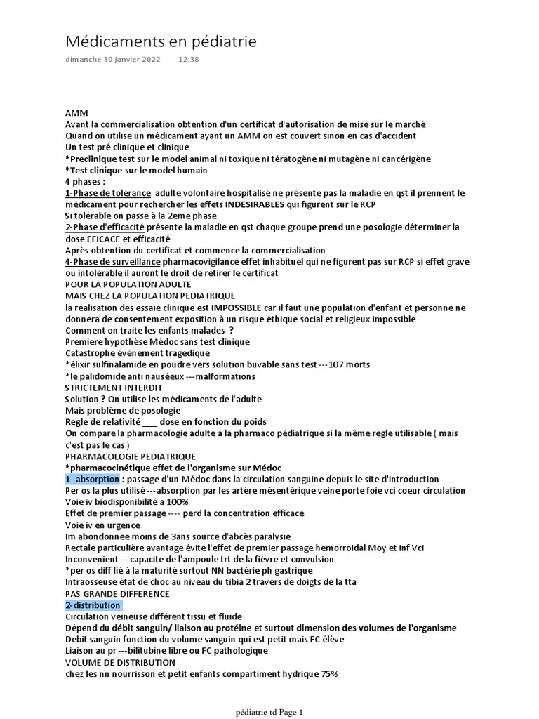 Médicaments en Pédiatrie | PDF