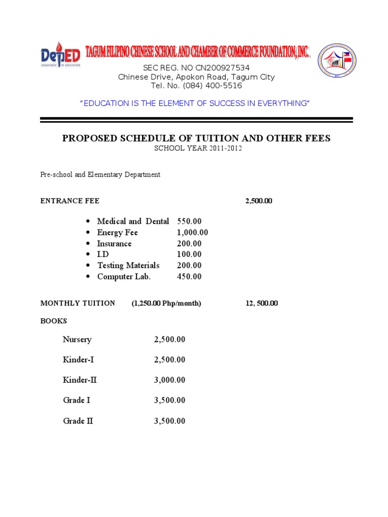 Tuition and Fees Schedule 2011-2013 | PDF | Technology & Engineering