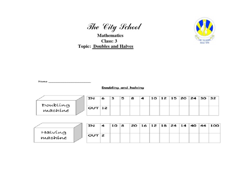 Doubles and Halves Worksheet 2 | PDF