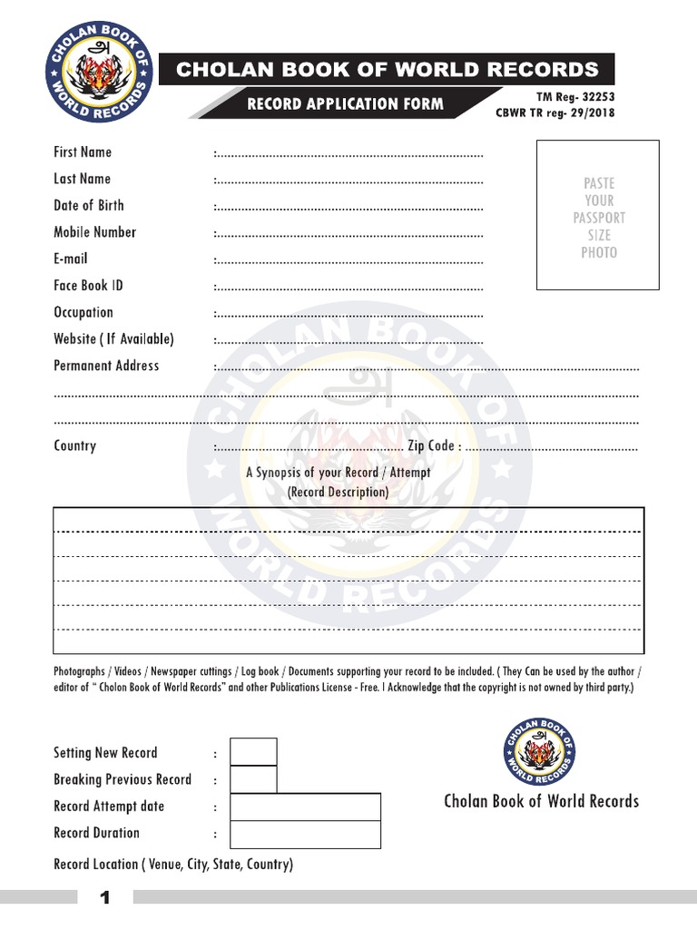 Record Application Form | PDF