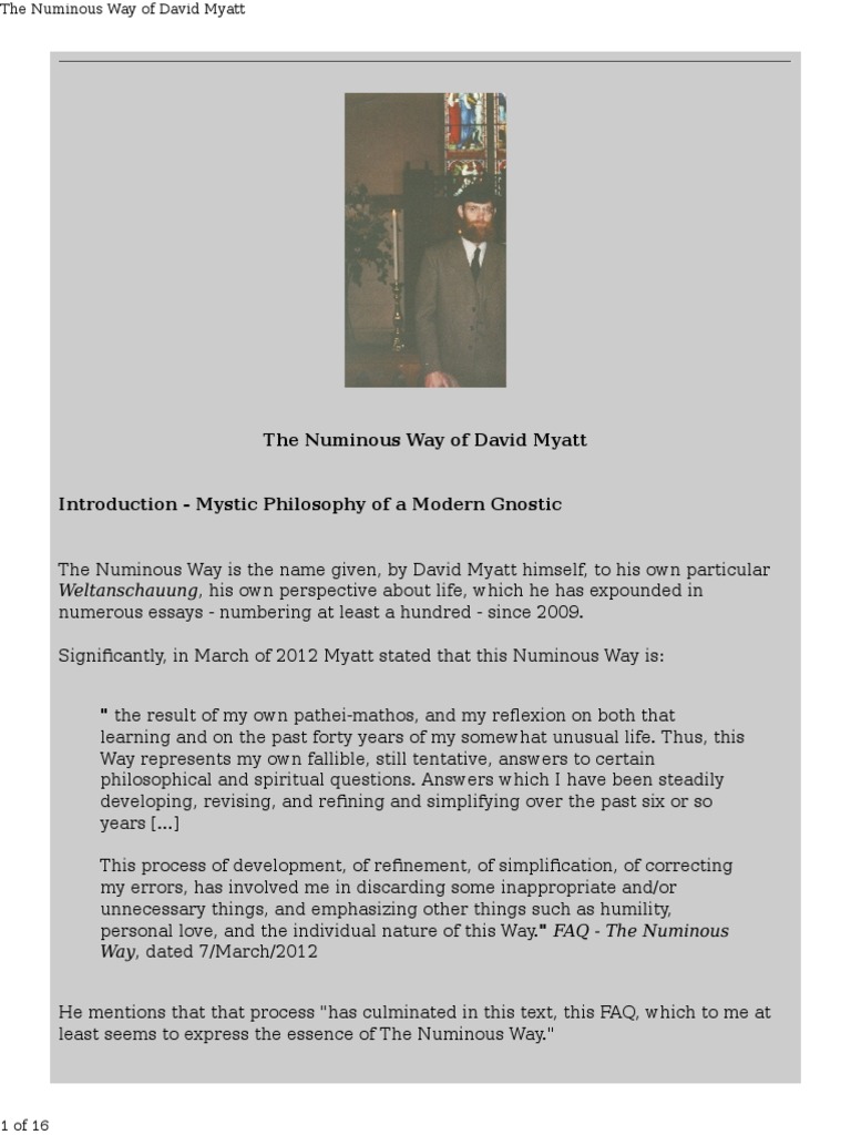 Myatt Gnostic Numinous Way | PDF | Causality | Ontology