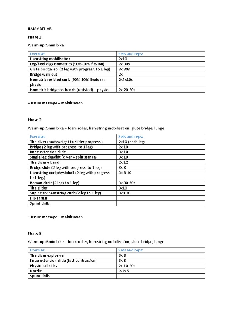 Hamstring Rehab | PDF