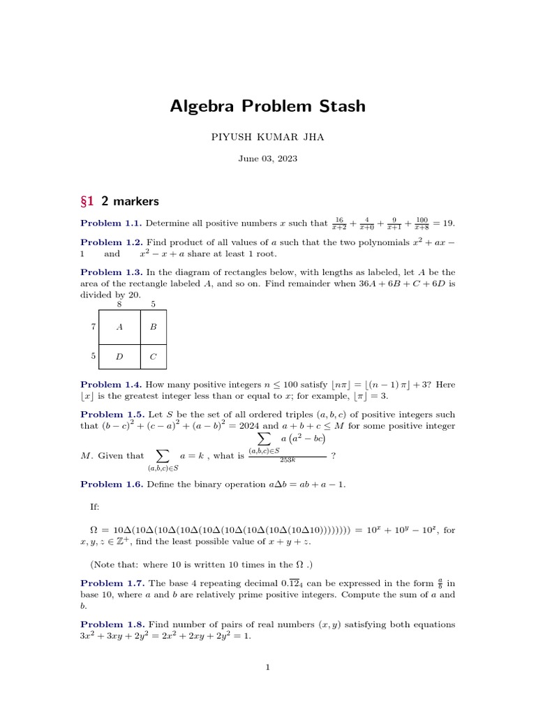 Algebra P Set Full | PDF | Factorization | Discrete Mathematics