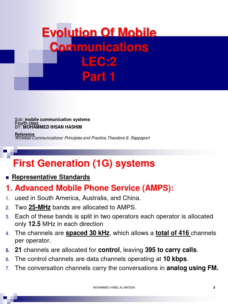 LEC2 Part 1 (Evolution of Mobile Communications) | PDF | 4 G | General ...