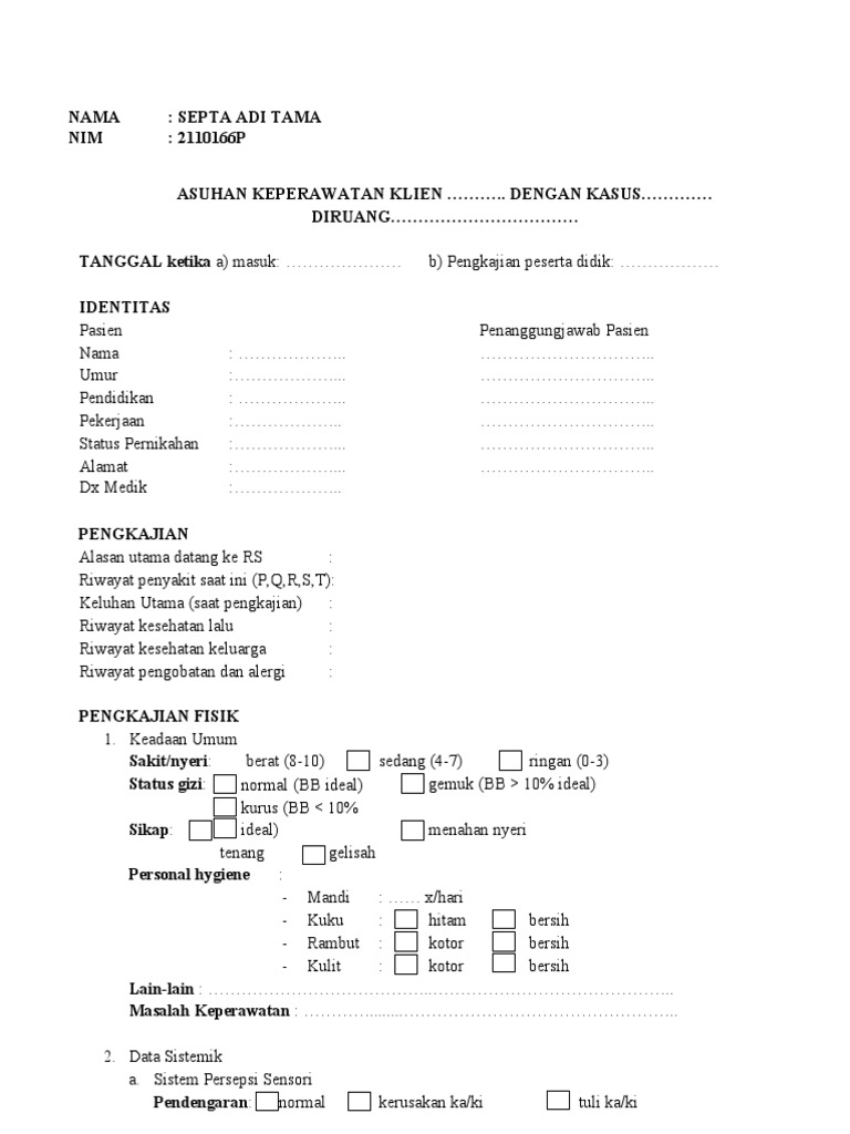Format Pengkajian Analisa Data Intervensi Dan Implementasi Pdf