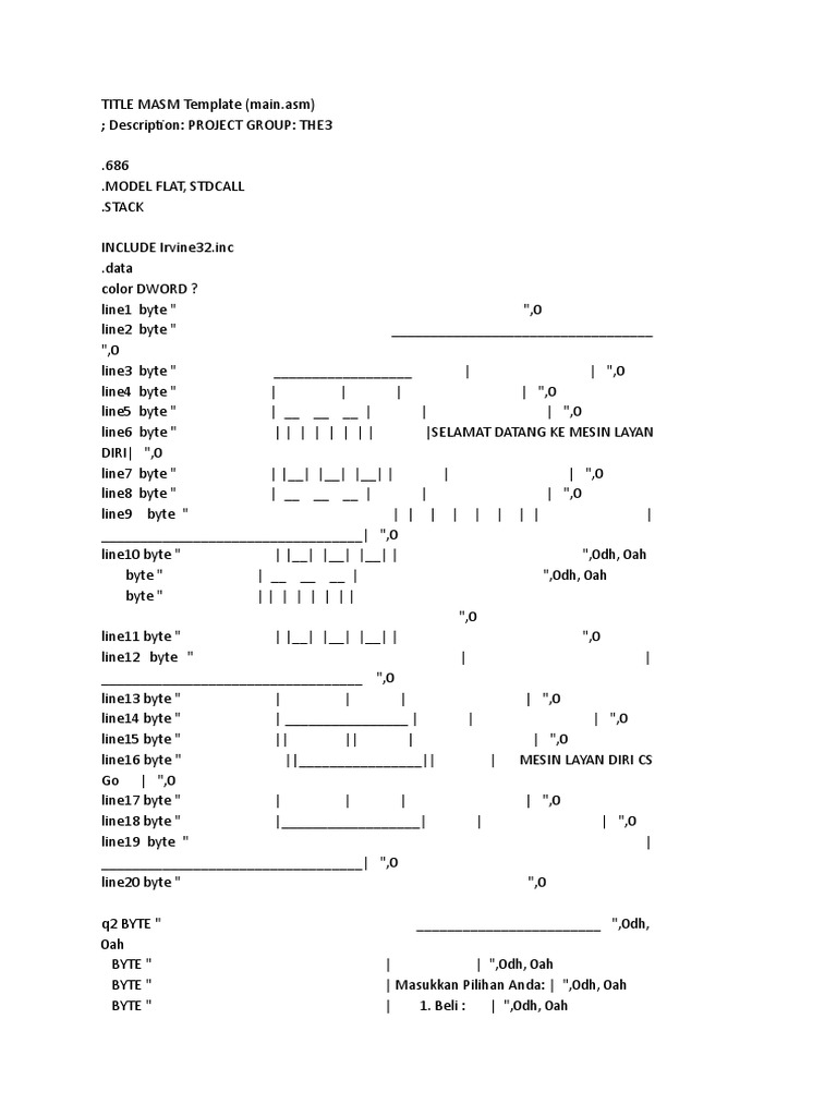 Template Mesin Layan Diri ASM | PDF
