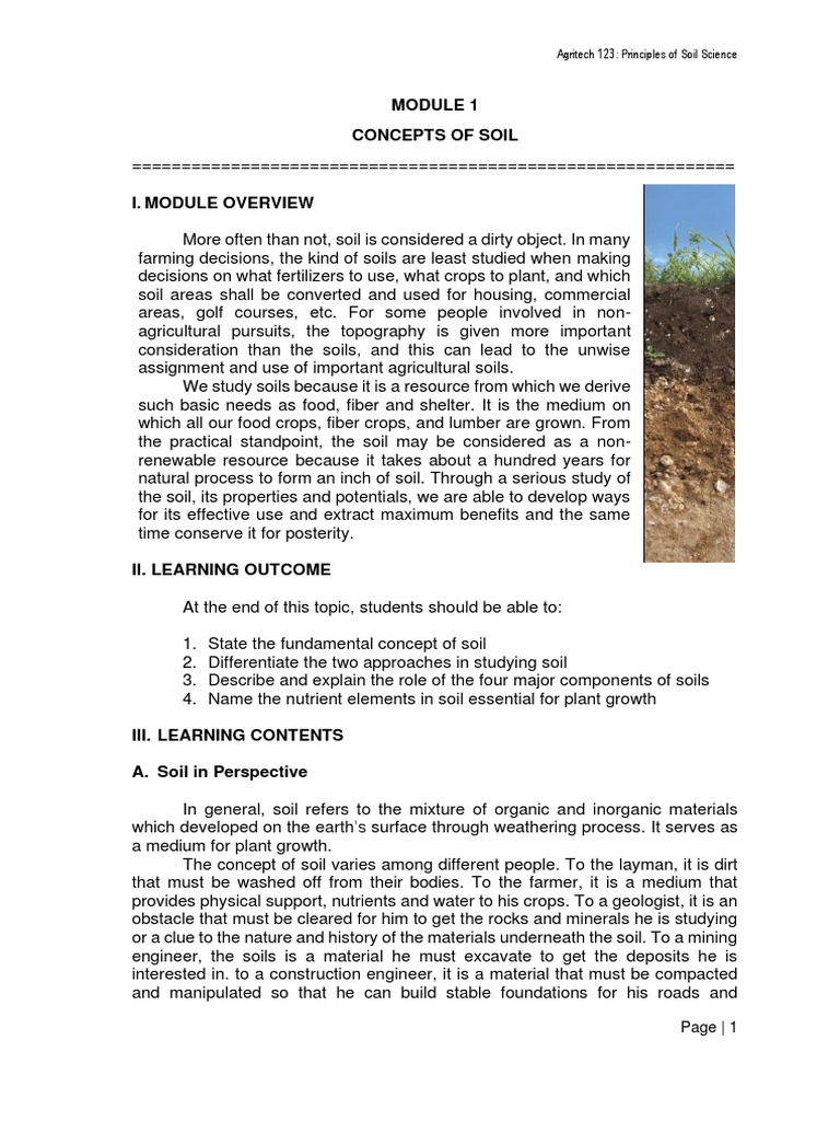 Module 1 Concept of Soil | PDF | Home & Garden | Science & Mathematics