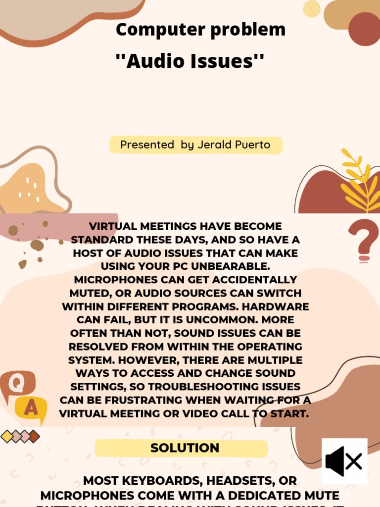 Computer Problems: Audio | PDF | Troubleshooting | Personal Computers