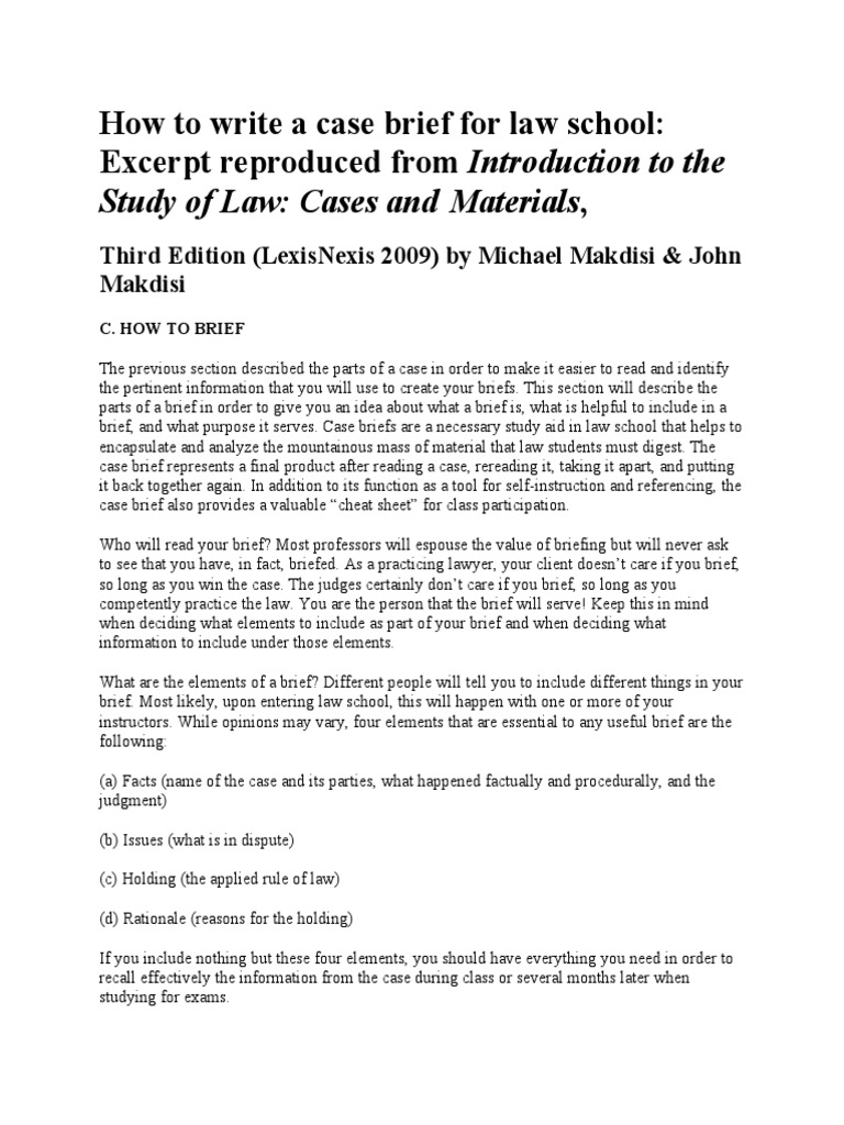How To Write A Case Brief For Law School | PDF | Judgment (Law) | Thought