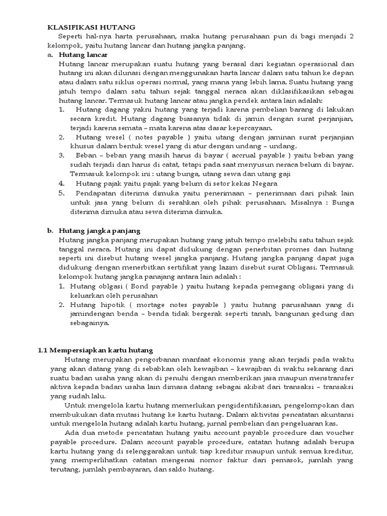 MODUL KARTU HUTANG (Ringkas) | PDF