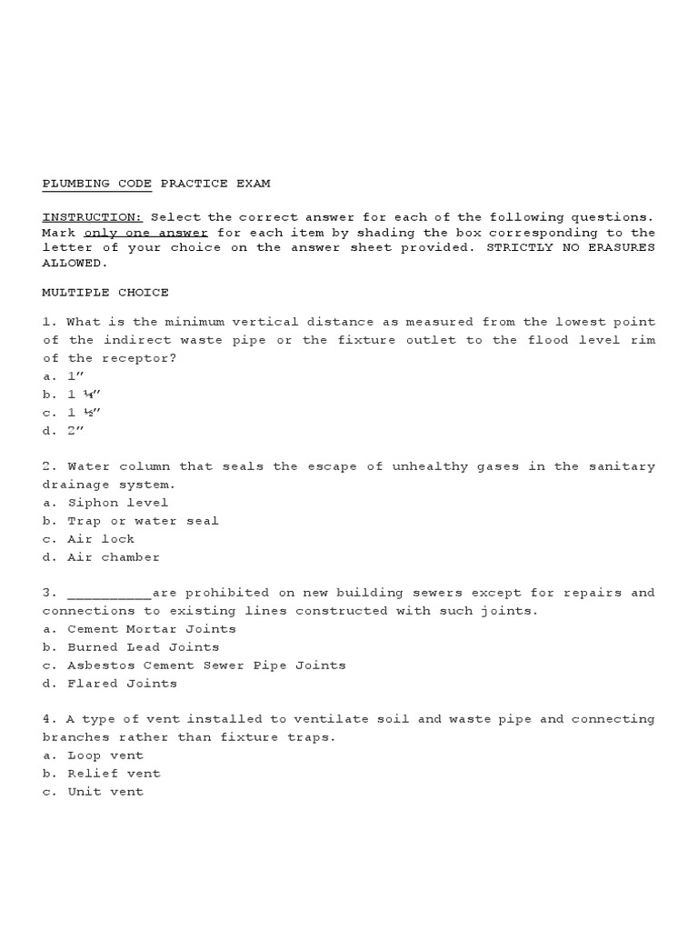 Exam | PDF | Plumbing | Pipe (Fluid Conveyance)
