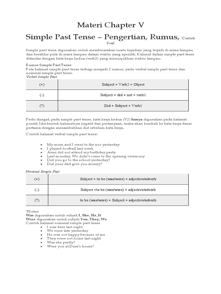 Materi Simple Past Tense | PDF