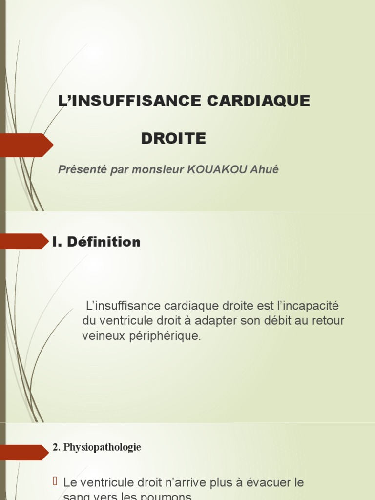 Insuffisance Cardiaque Droite : Physiopathologie | PDF | Bien-être