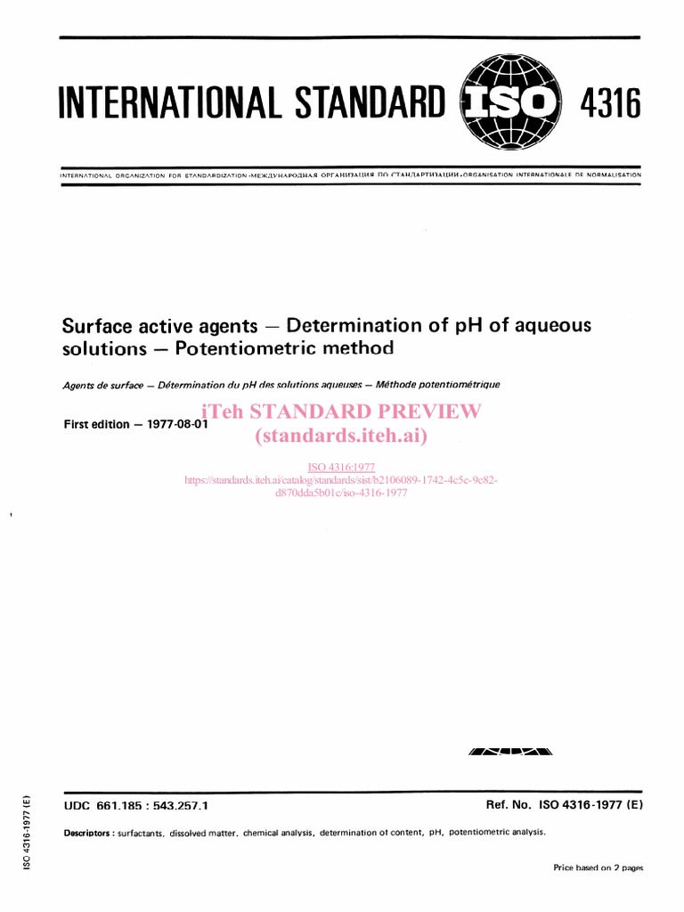 Iso 4316 1977 | PDF | Ph | Chemistry