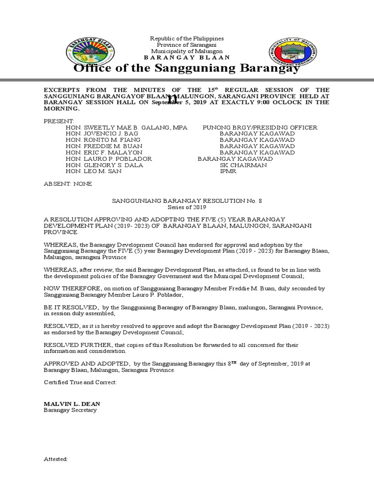 Reso. of Adoption BDC | PDF