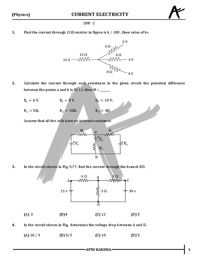 DPP - 02 - Current Electricity | PDF