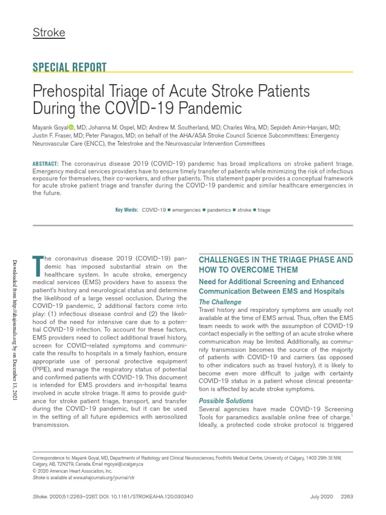 Prehospital Triage of Acute Stroke Patients | PDF