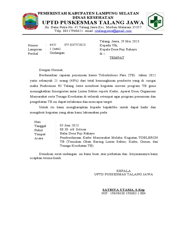 Undangan Sosialisasi TB 2023 | PDF