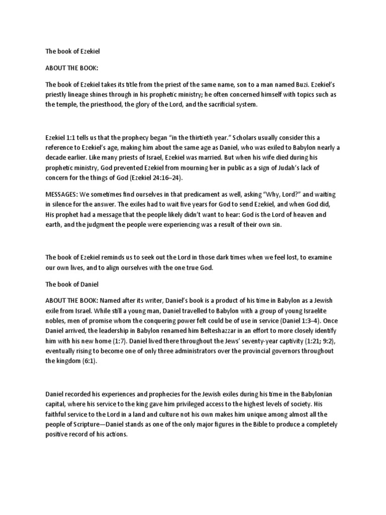 The Prophetic Books | PDF | Ezekiel | Daniel (Biblical Figure)