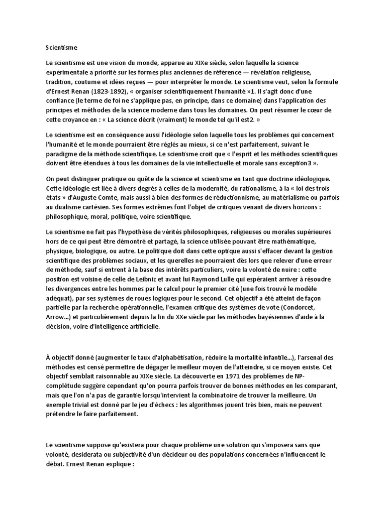 Scientisme | PDF | Science | Théories philosophiques
