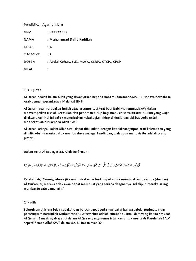 Muhammad Daffa Fadillah 023122007. Tugas Ke2 | PDF