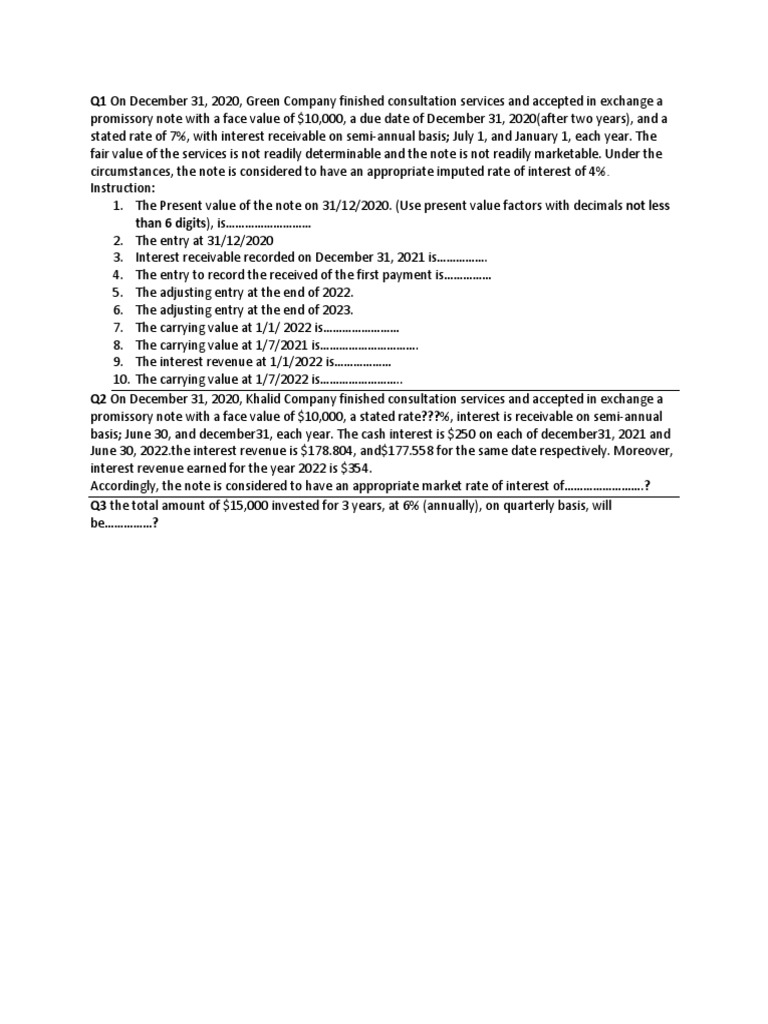 Intermidiate 1 Quiz Exam | PDF | Interest | Book Value