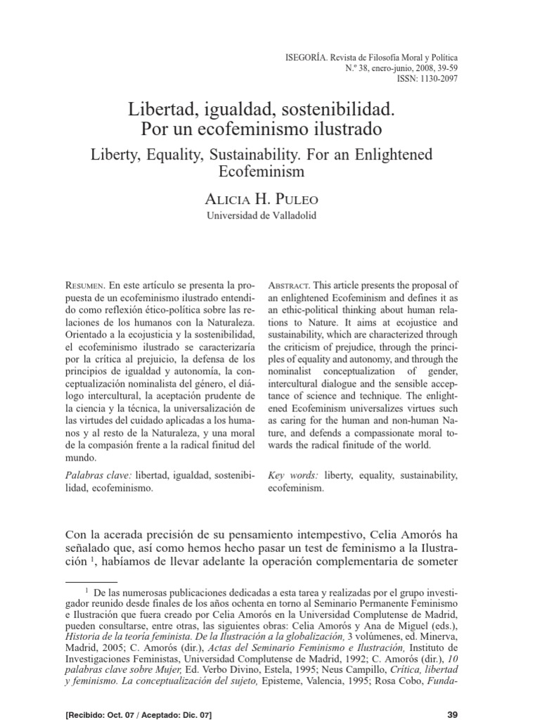 Ecofeminismo Ilustrado (Alicia Puleo) | PDF