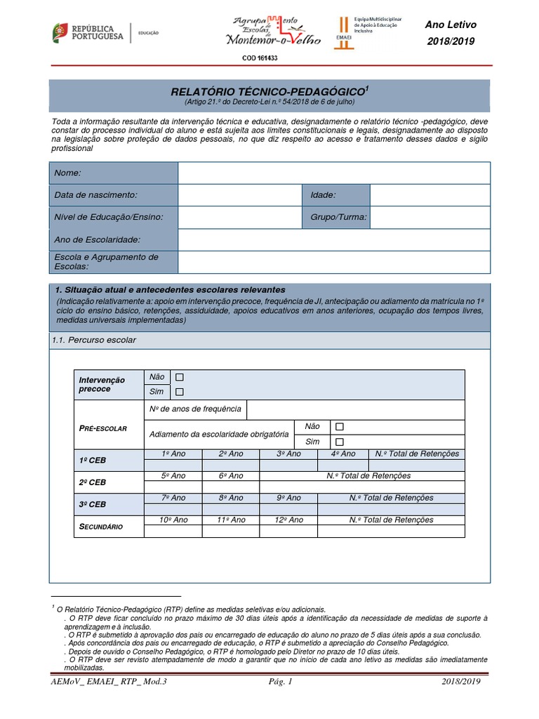 Modelo 3 RTP | PDF | Educação Especial