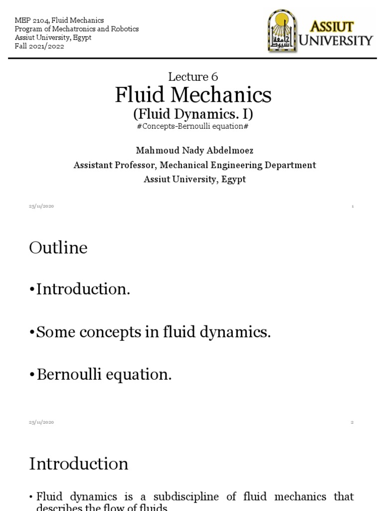 Fluid Mechanics Lecture#6 | PDF | Fluid Dynamics | Acceleration
