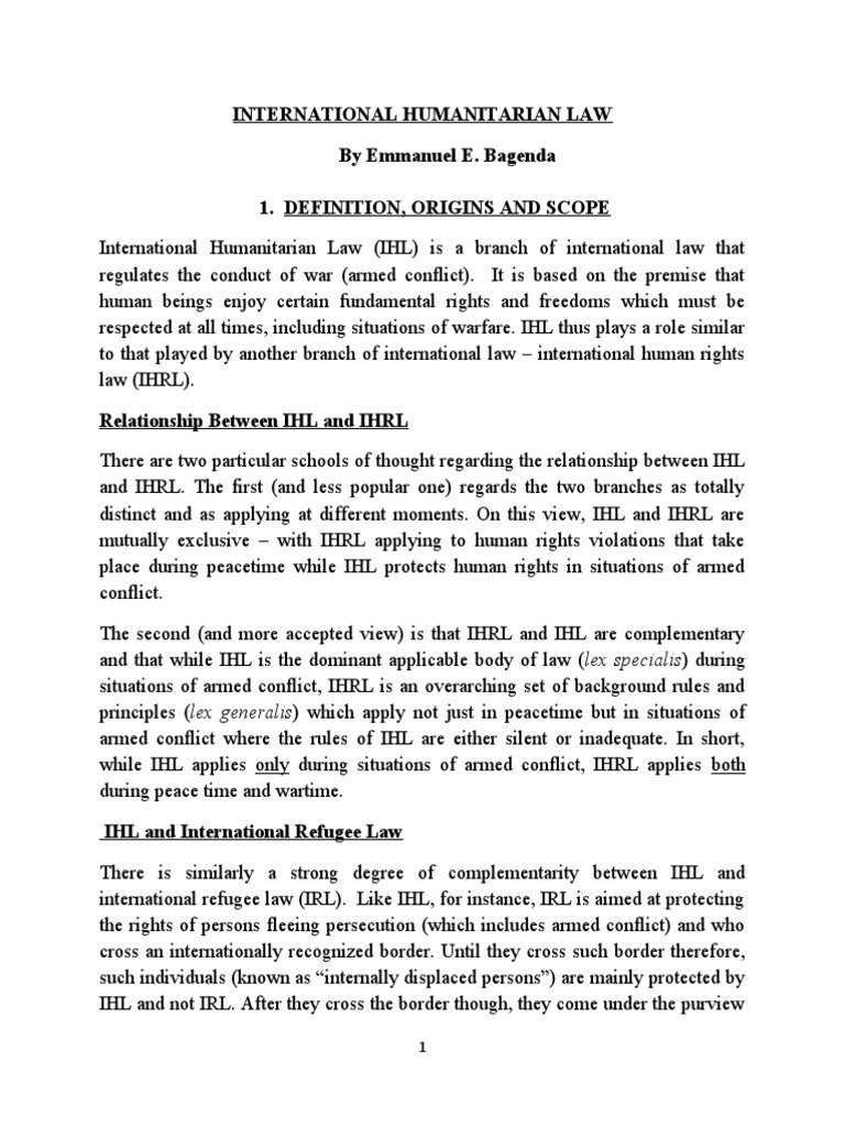 Ihl Notes | PDF | Geneva Conventions | International Humanitarian Law