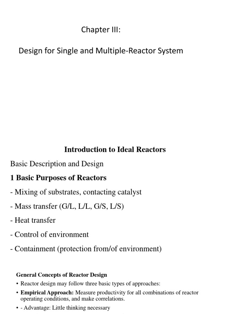 Chapter 3 Design for Single and Multiple Reactor System 3rd Year | PDF | Chemical Reactor ...