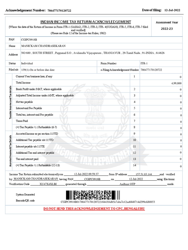 Itr 2022-2023 | PDF | Government Finances | Personal Finance
