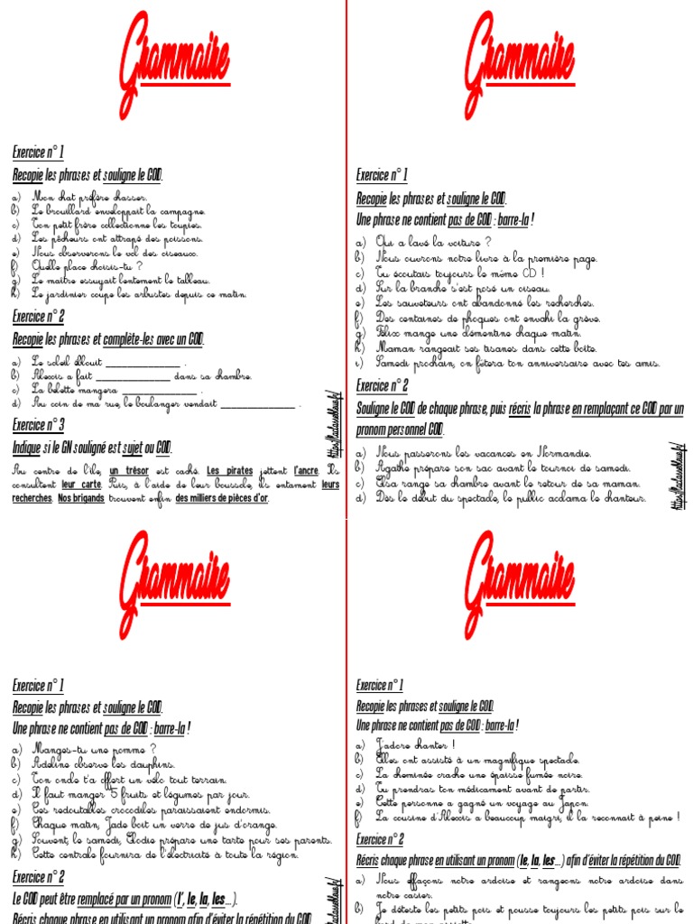 CM1 Exo - Le COD | PDF | Nourriture et boisson | Nourritures