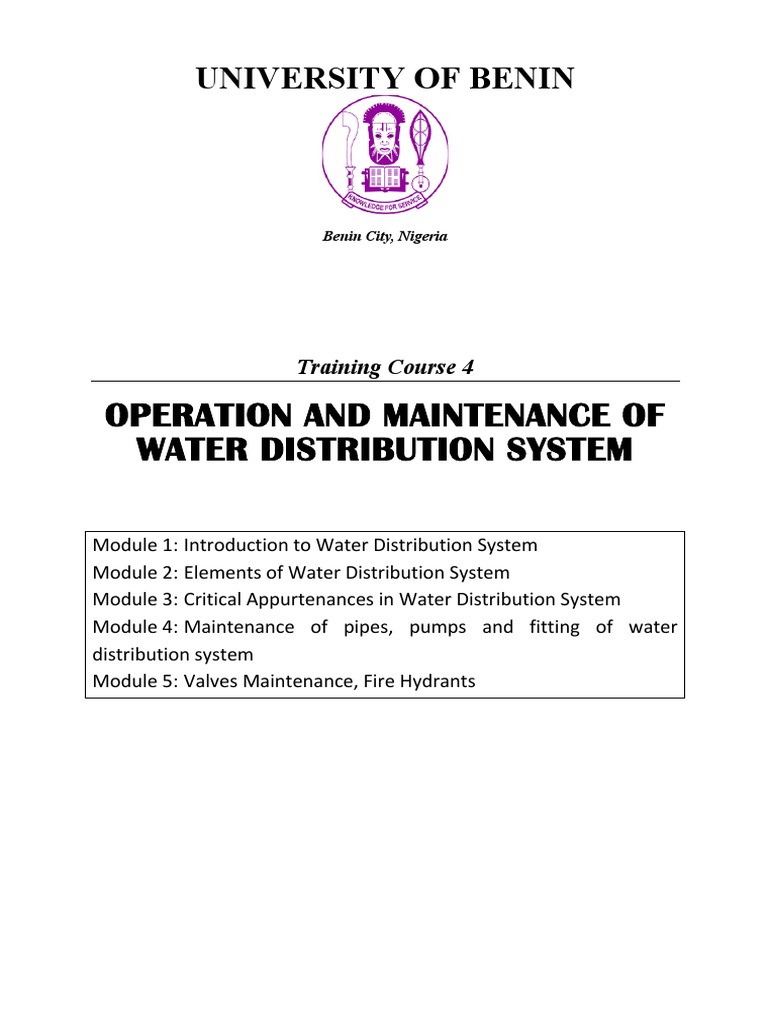 Water Distribution System Training Manual | PDF | Pump | Valve
