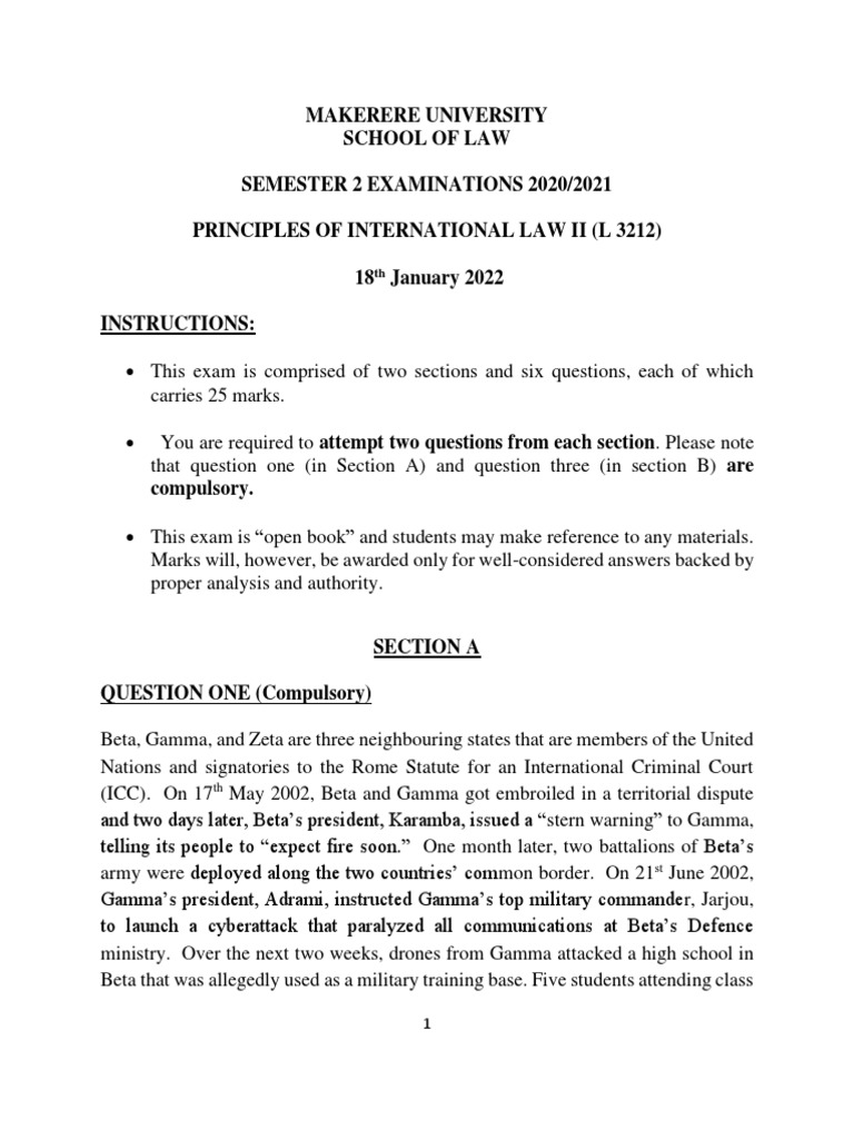PIL 2 Exam 2020-2021 | PDF | International Criminal Court | Government